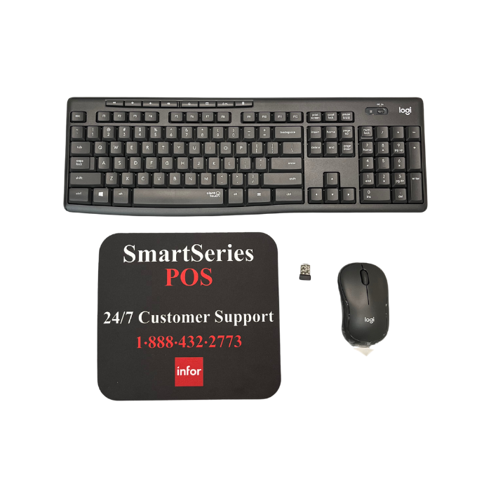 Silent Wireless Keyboard and Mouse with Mouse Pad – USB Receiver – POS Infor